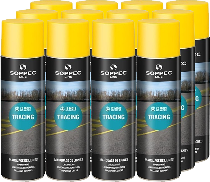 Yellow spray paint 500 ml Soppec TRACING (12 pcs) | isprzet.pl store
